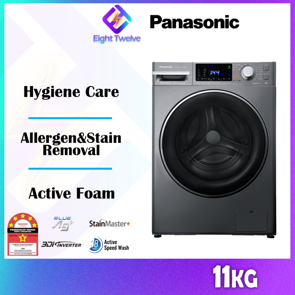 PANASONIC 11KG Front Load Washing Machine ECONAVI Inverter ActiveFoam ...