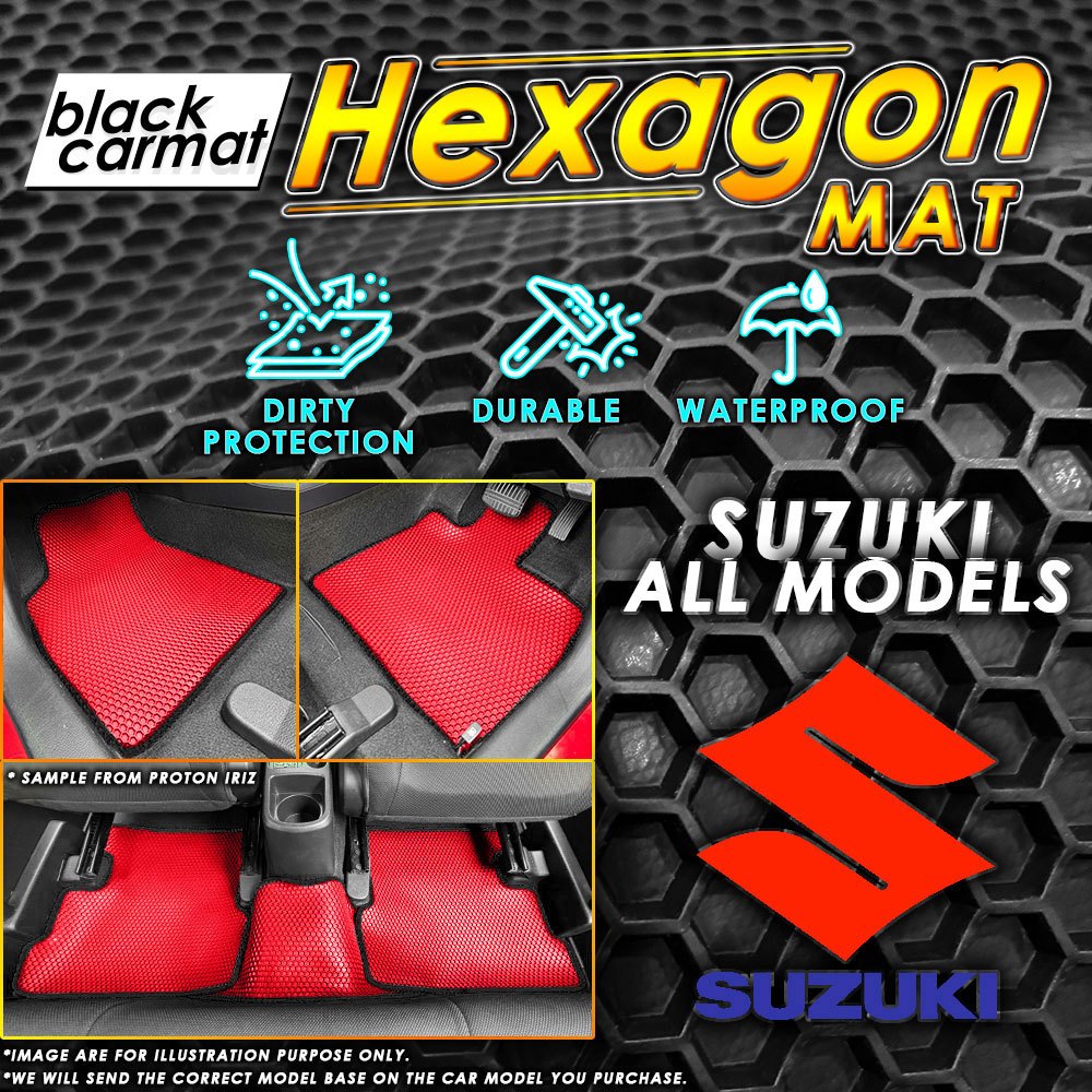 [ SUZUKI ] Hexagon Rubber Mat For ALTO, SWIFT, SX4, JIMNY, Karpet ...