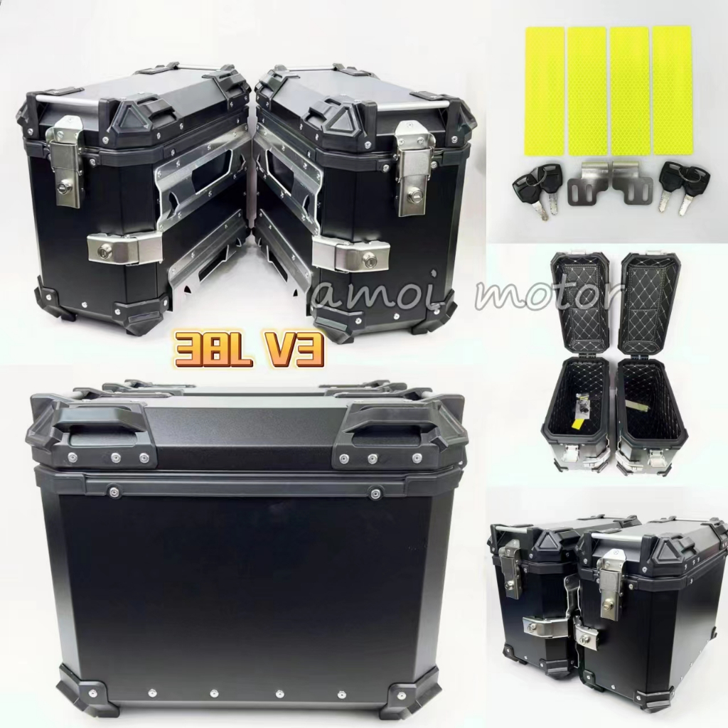 UNIVERSAL MOTORCYCLE SIDE BOX ALUMINIUM 38L V3 SIDE BOX BRACKET ...
