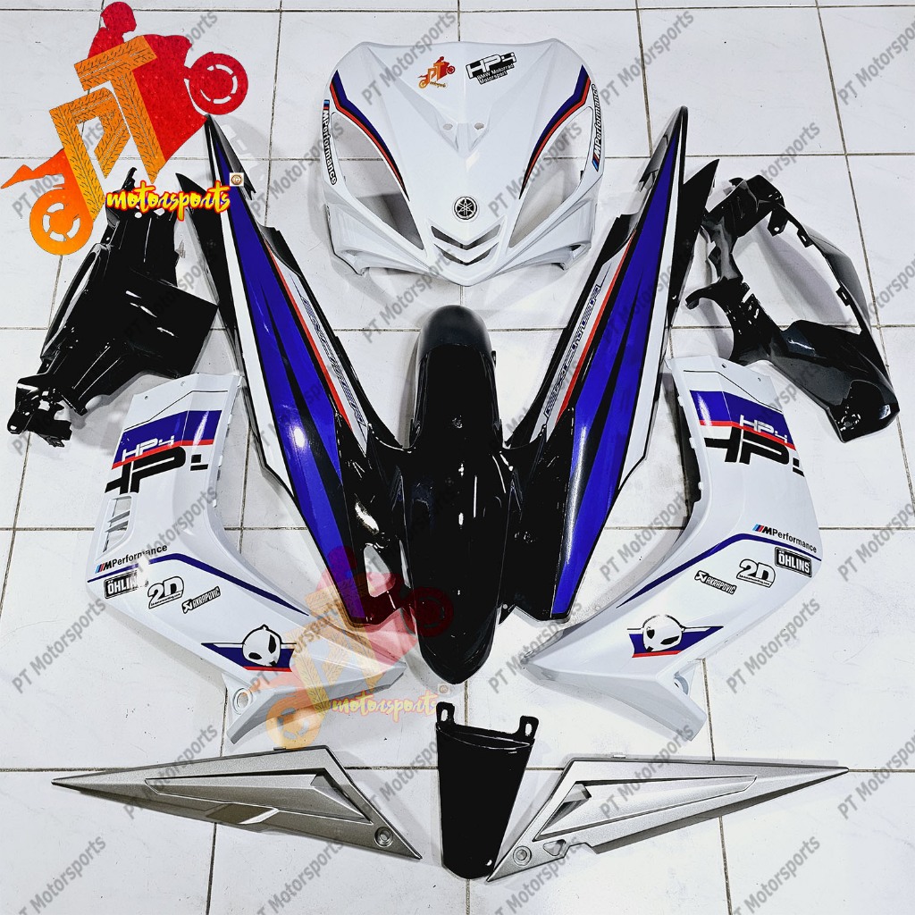 Yamaha LC 135 V1 Cover Set Body Set Black White Hitam Putih Exciter HP BMW | Shopee Malaysia