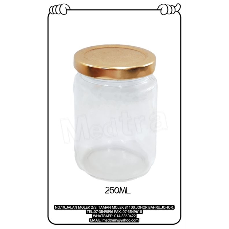 250ML Clear Round Glass Jar/sambal jar/Kaca Botol | Shopee Malaysia