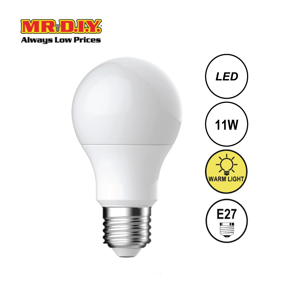 (MR.DIY) LED A60 E27 Bulb Warm White With SIRIM (11W) | Shopee Malaysia