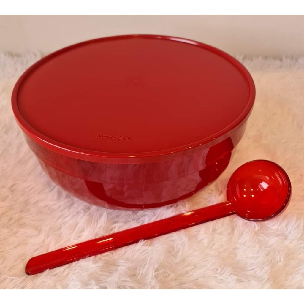 🔥READY STOK🔥 [ORI💯] TUPPERWARE Red Roza Bowl with Laddle 2.2L / Red ...