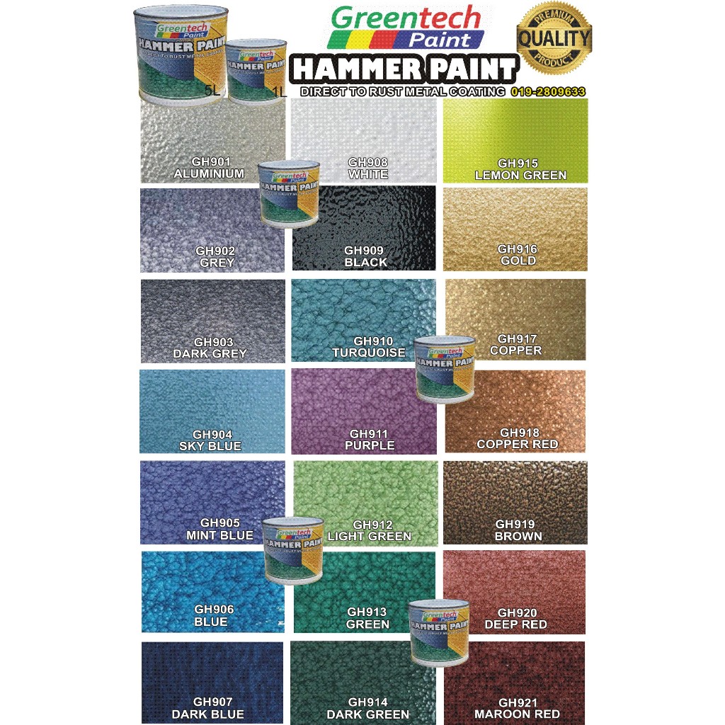 1L HEMMER PAINT ( GREENTECH ) HAMMERED Finish Direct to Rust Metal ...