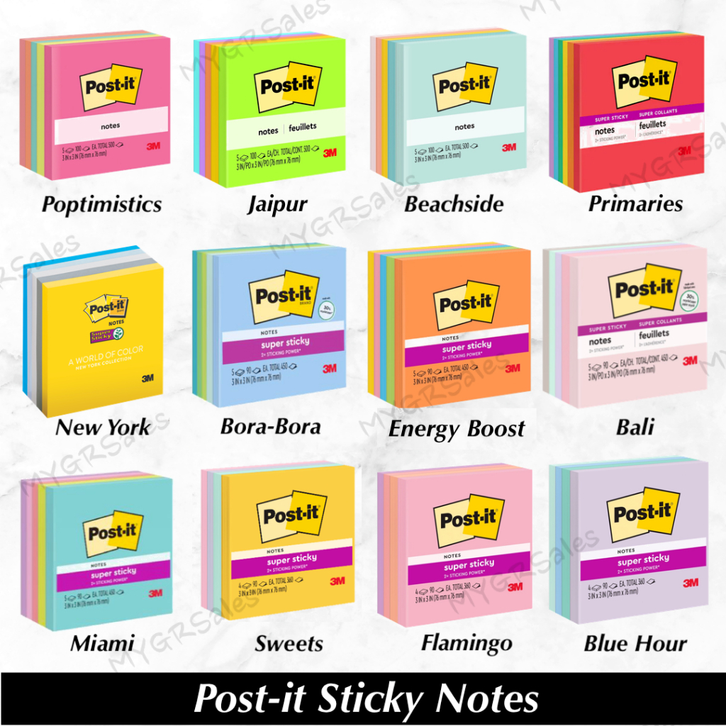 3M Post-it Sticky Notes (4/5 Colours per Cube) Original | Shopee Malaysia