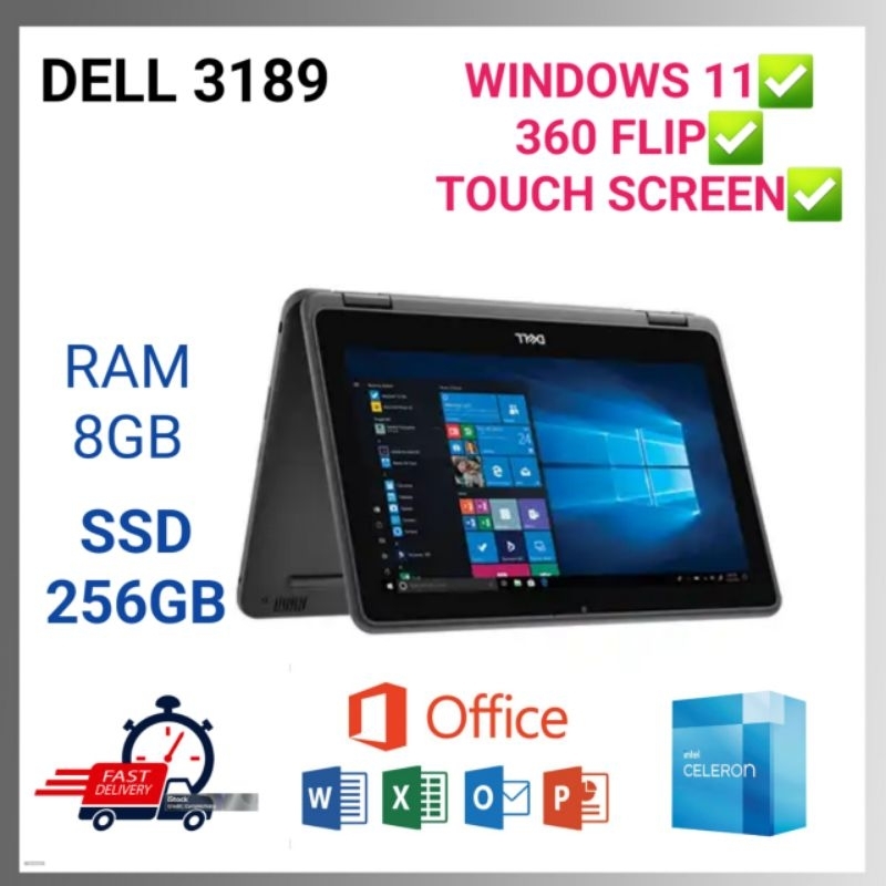 Dell 3189 (360 Flip Touch Screen) || Windows 10 || RAM 8GB SSD 256GB ...
