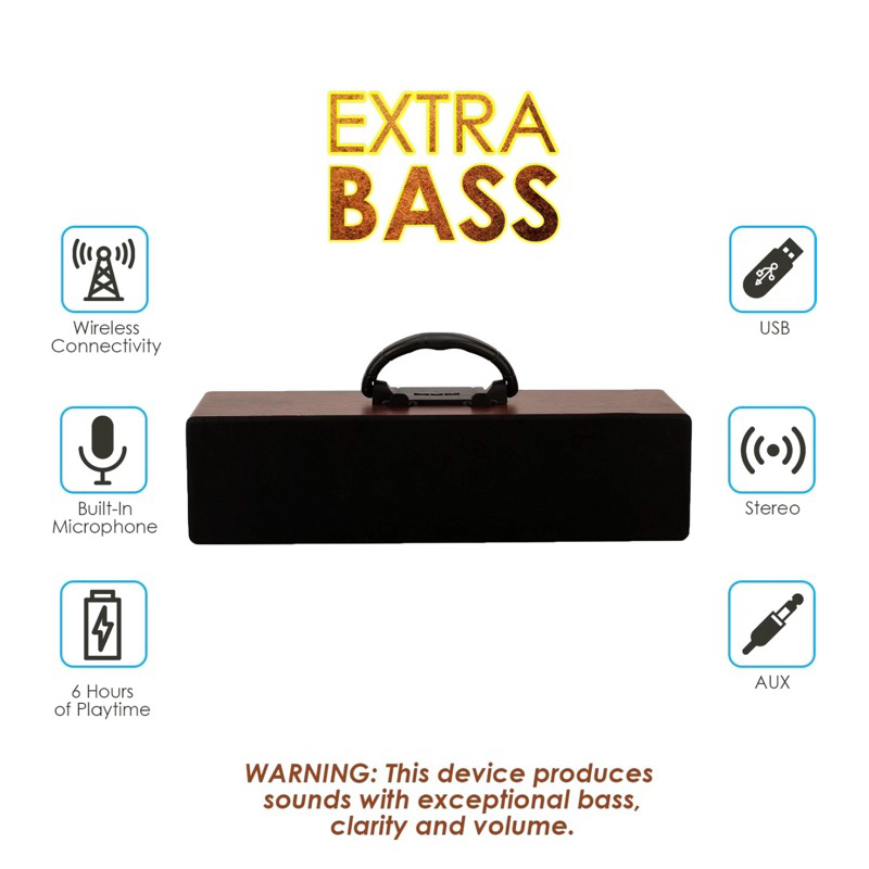 {READY STOCK} MX-D12 Wooden Extra Bass Wireless Boom Box Bluetooth ...
