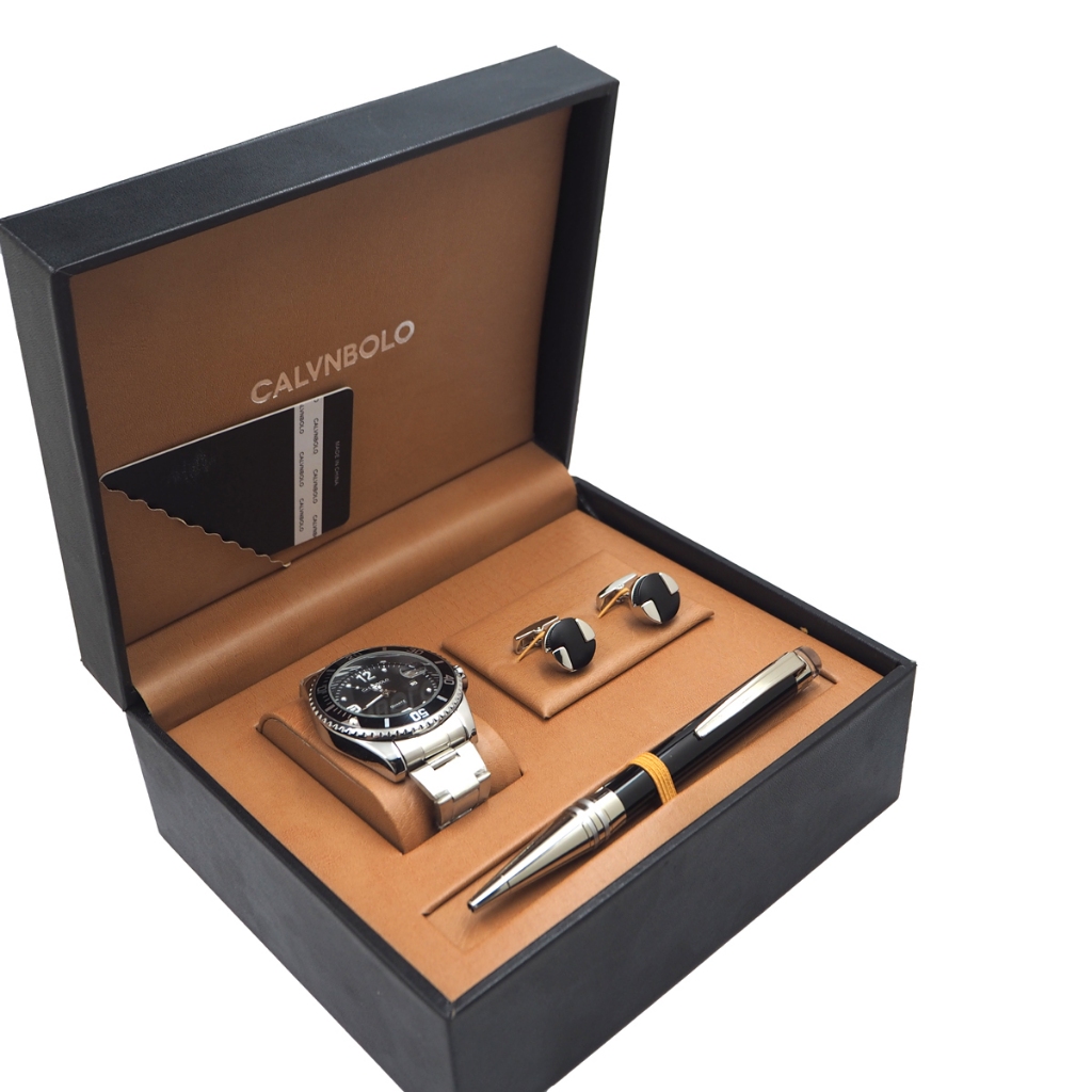 CALVNBOLO Watch Set For Men Analog Steel Strap ( Hassan mart) | Shopee ...