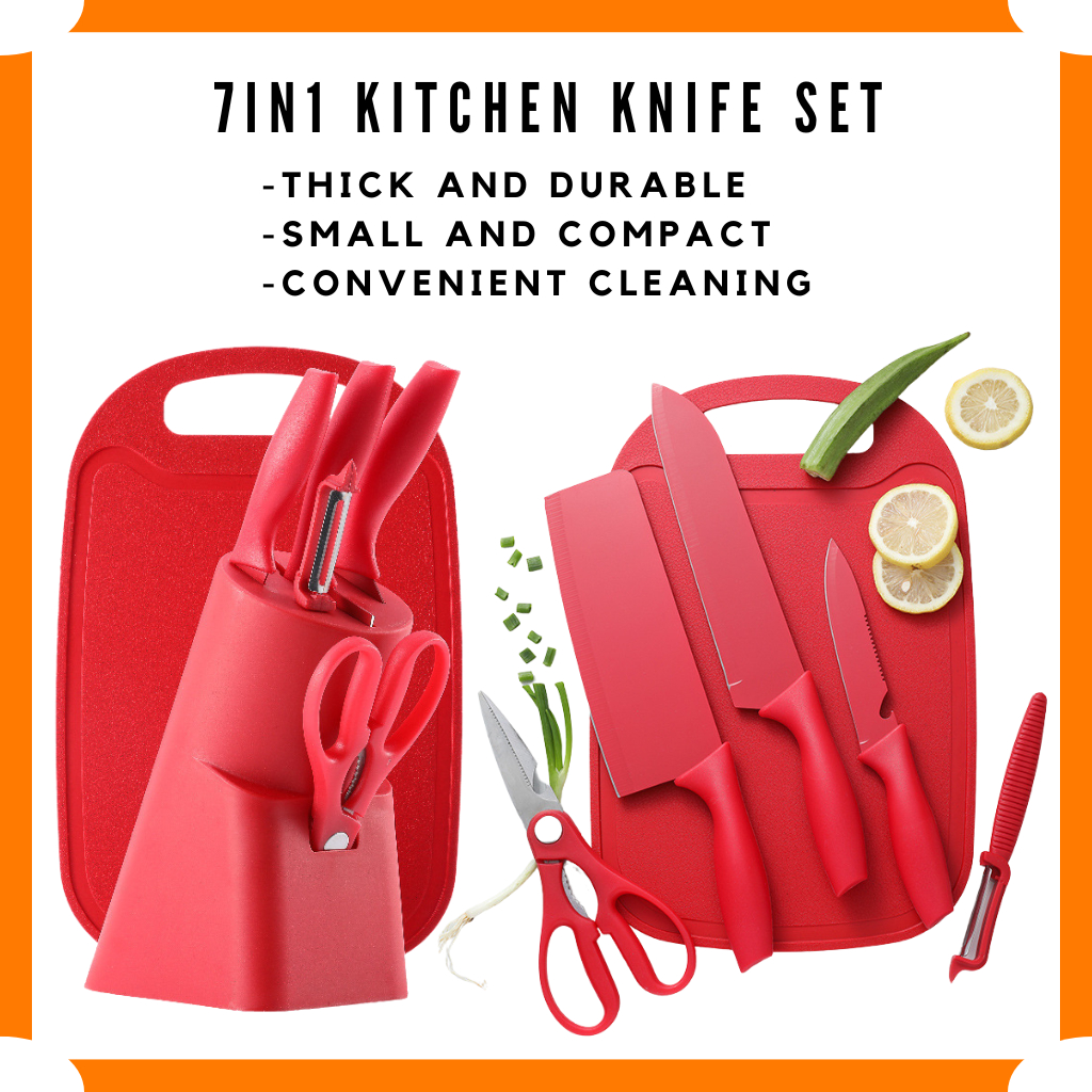 Household Knife Set 7in1 Stainless Steel With Chopping Board Kitchen ...