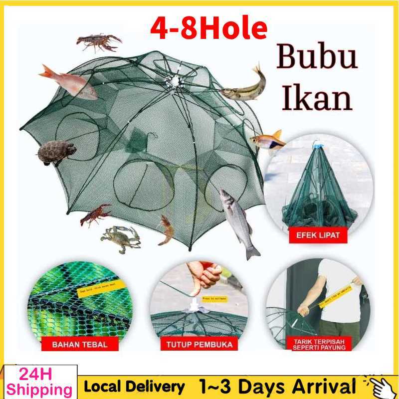4-8Hole BuBu Payung Jala Jaring ikan udang BuBu Folding Fishing Net ...