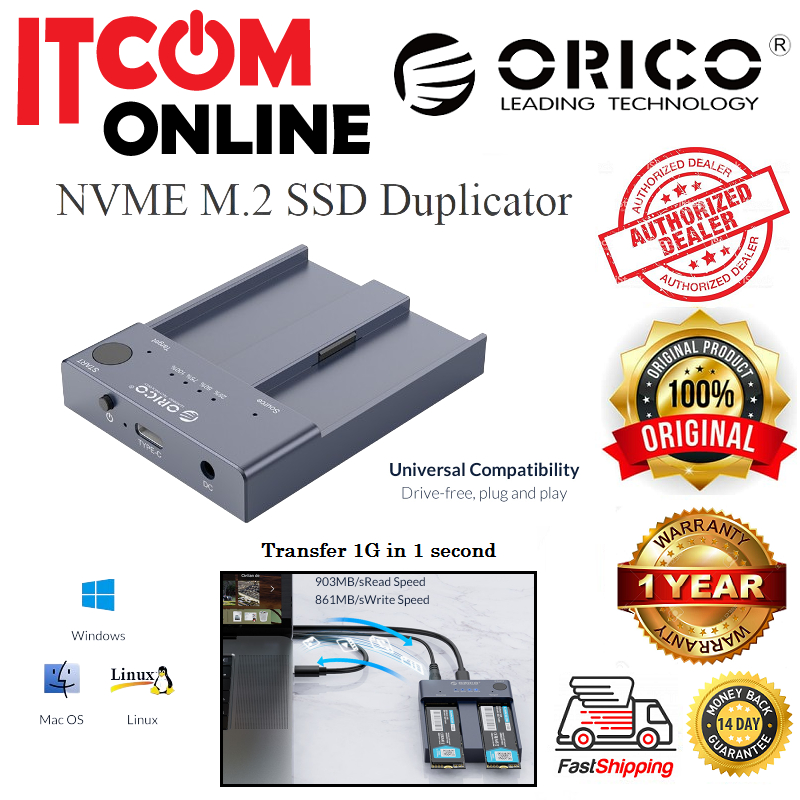 ORICO 2-BAY M.2 NVME TYPE-C DOCKING WITH OFF LINE CLONE (M2P2-C3-C ...