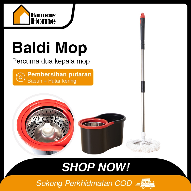 HARMONY HOME Flat 360 Easy Spin Microfiber Rotating Spin Floor Cleaning ...