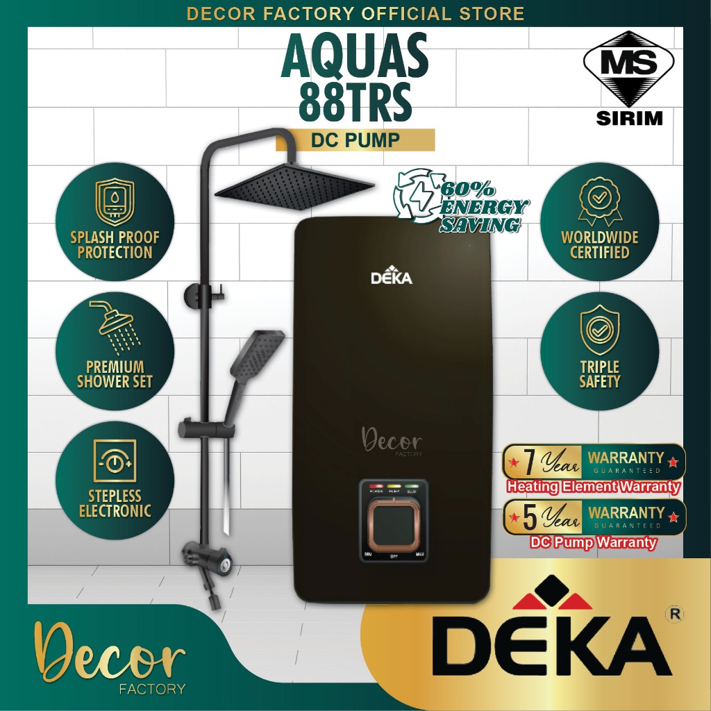 DEKA AQUAS 88TRS DEKA Aquas Series Water Heater With Rainshower DC ...