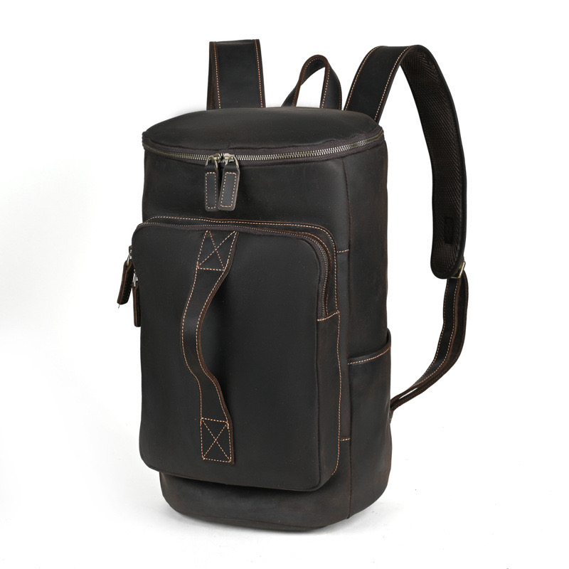 Full Cow Leather Top Handle Backpack Men Travel Backpack Beg Kulit Asli ...