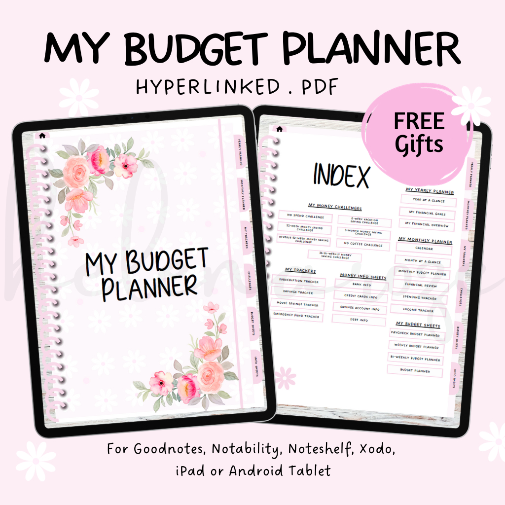 Pink Digital Budget Planner Hyperlinked Undated, Budget Planner, Money ...