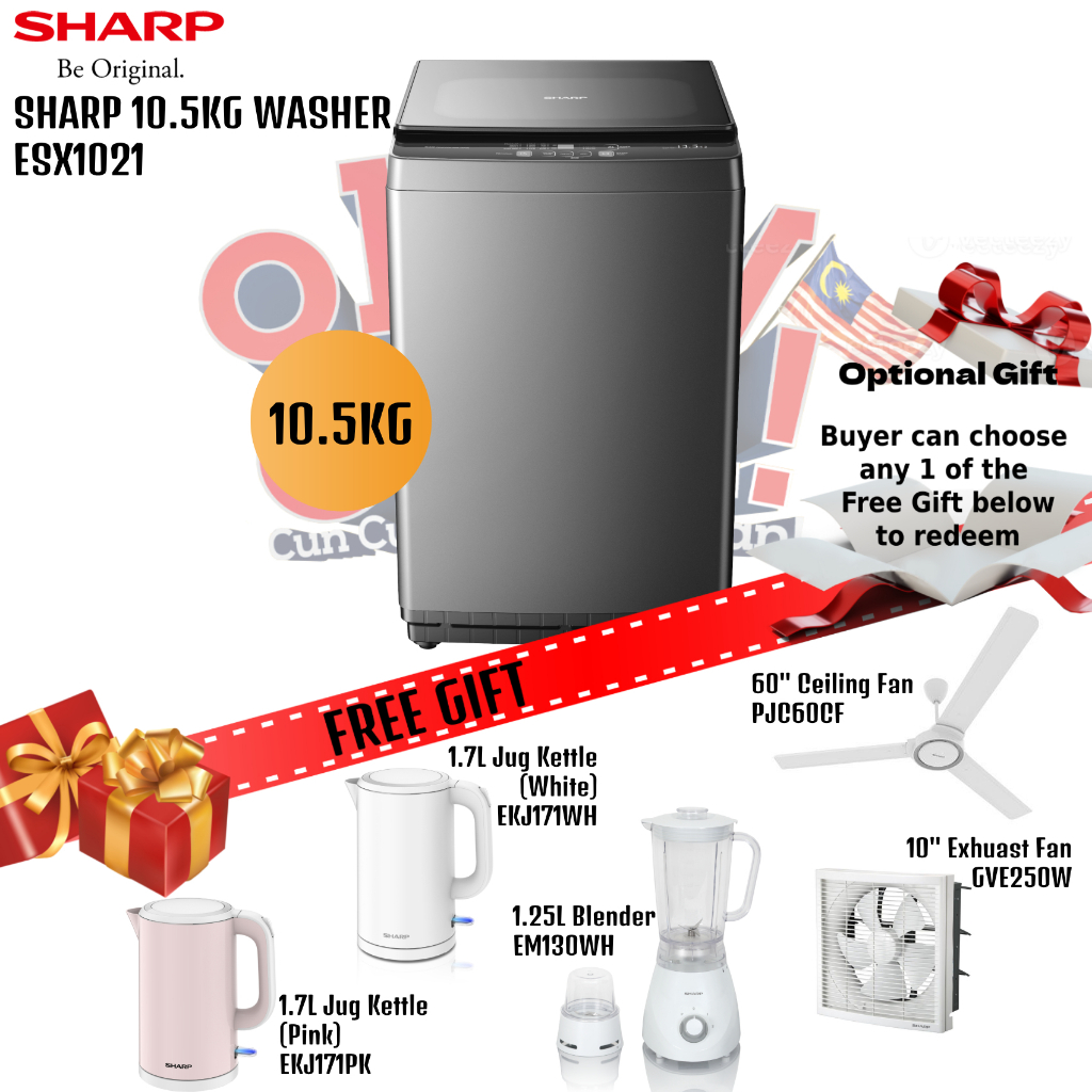 SHARP 10.5KG TOP LOADING WASHING MACHINE ESX1021 | Shopee Malaysia