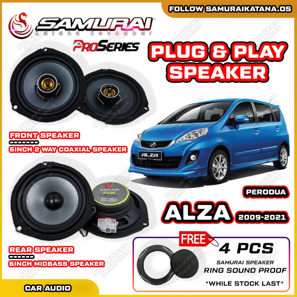 🔊 Perodua Alza 09-21 Plug & Play Speaker SAMURAI KATANA SOUNDBAR PRO ...