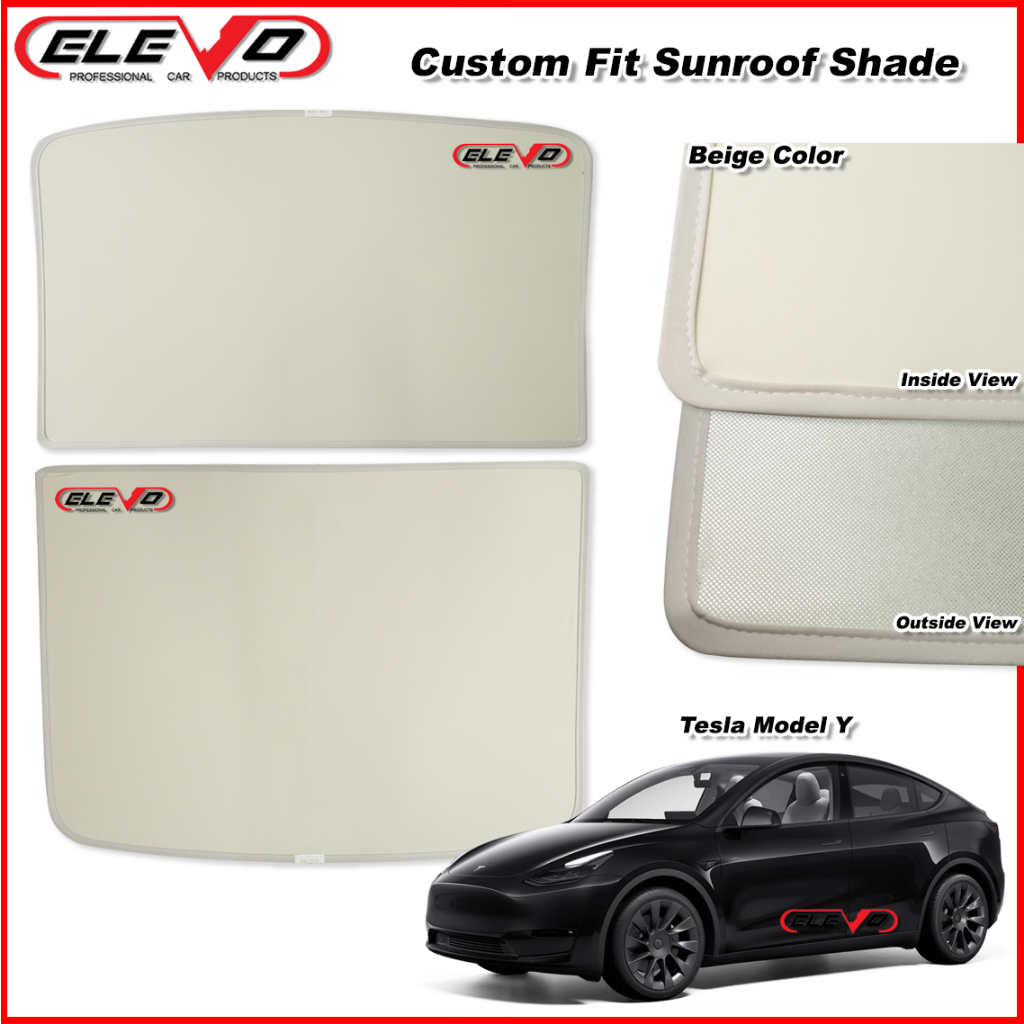 ELEVO Tesla Model Y Black / Beige Color Sunroof Shade Custom Fit ...