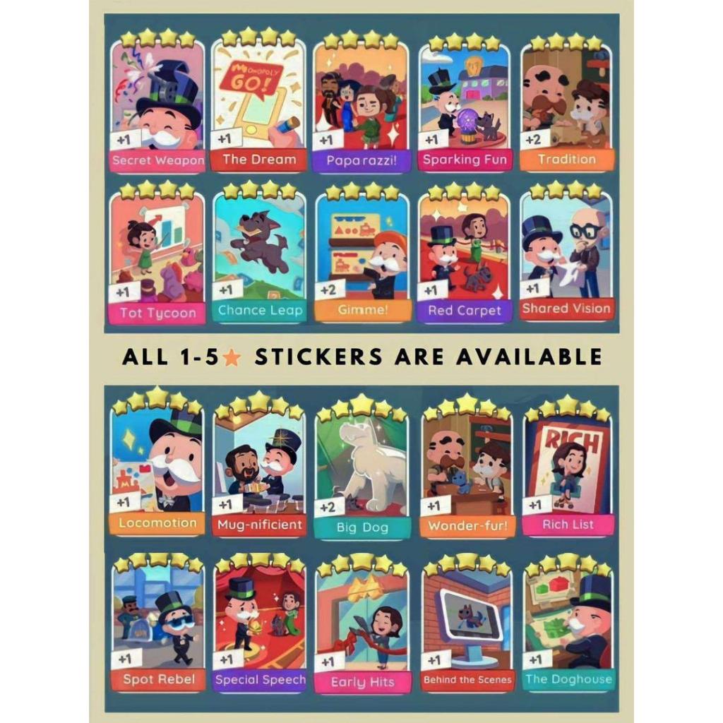 Monopoly Go 1-5 Star Stickers ( Murah + Laju ) | Shopee Malaysia