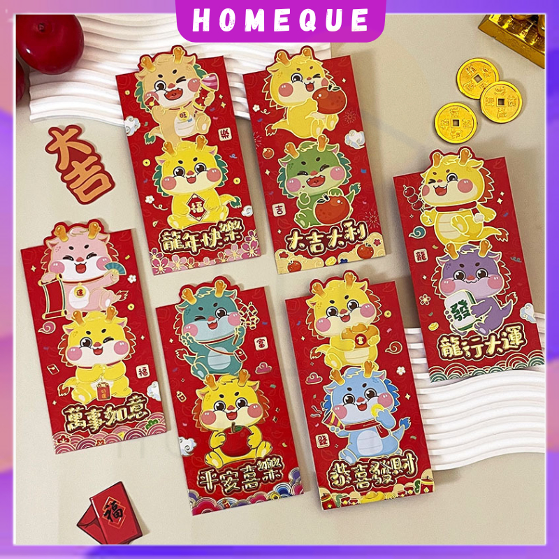 CNY 2024 Angpao New Year Red Packet Dragon Angpau Red Envelop Dragon ...