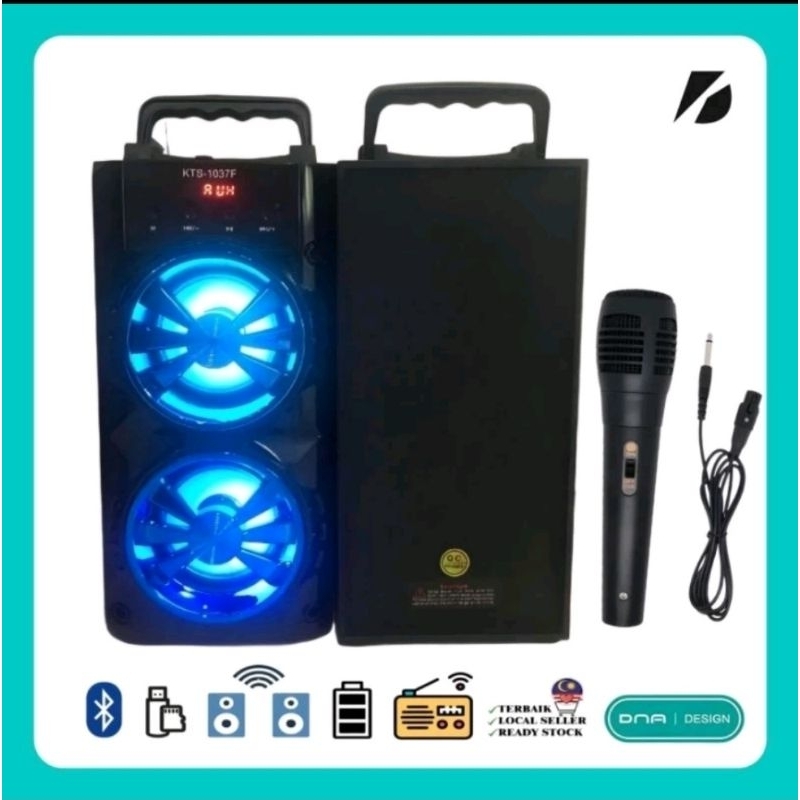 KTS-1037 Wireless Portable Bluetooth Speaker With Led Light Support Mic ...