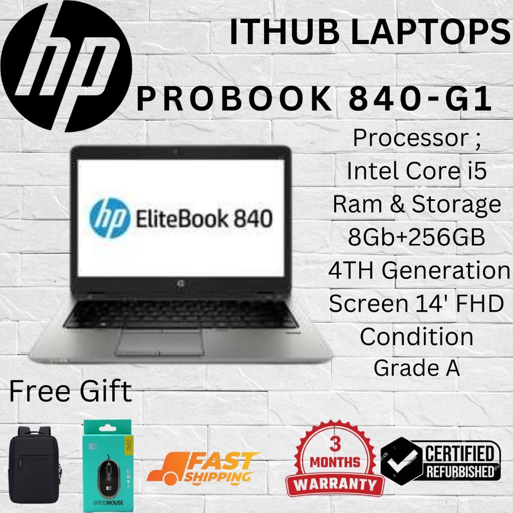 HP ELITEBOOK 840 G1 /CORE I5/4 TH GEN/8GB RAM-256SSD/WINDOS 10 | Shopee Malaysia