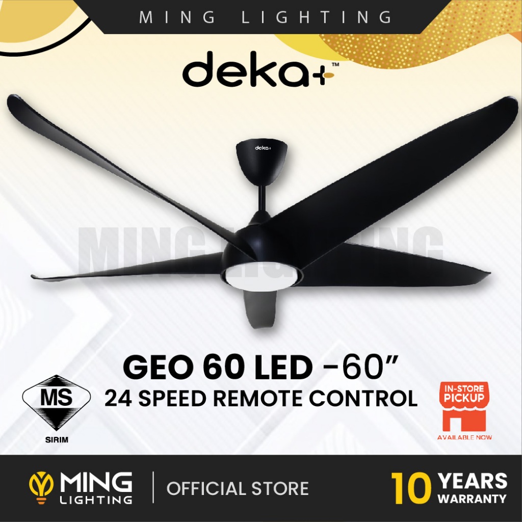 (Sirim) DEKA+ Ceiling Fan GEO 60'' LED Remote Control 12+12 Speed 5 ABS ...