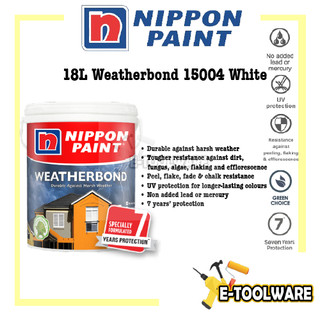 18L Nippon Paint Weatherbond 15004 White (Low Sheen) | Shopee Malaysia