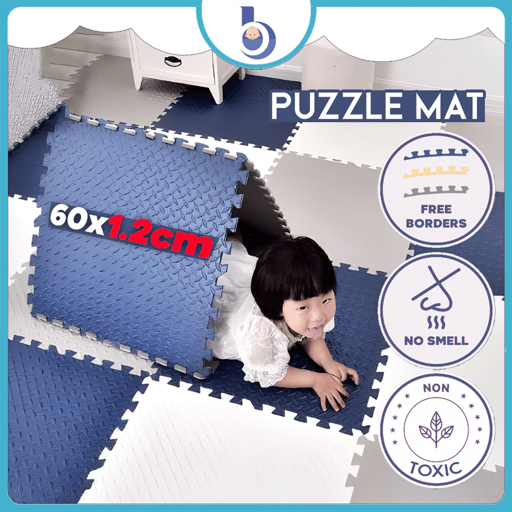 BabyBloo Baby Playmat 60x60x1.2CM EVA Thick Foam Play Mat Puzzle Carpet ...