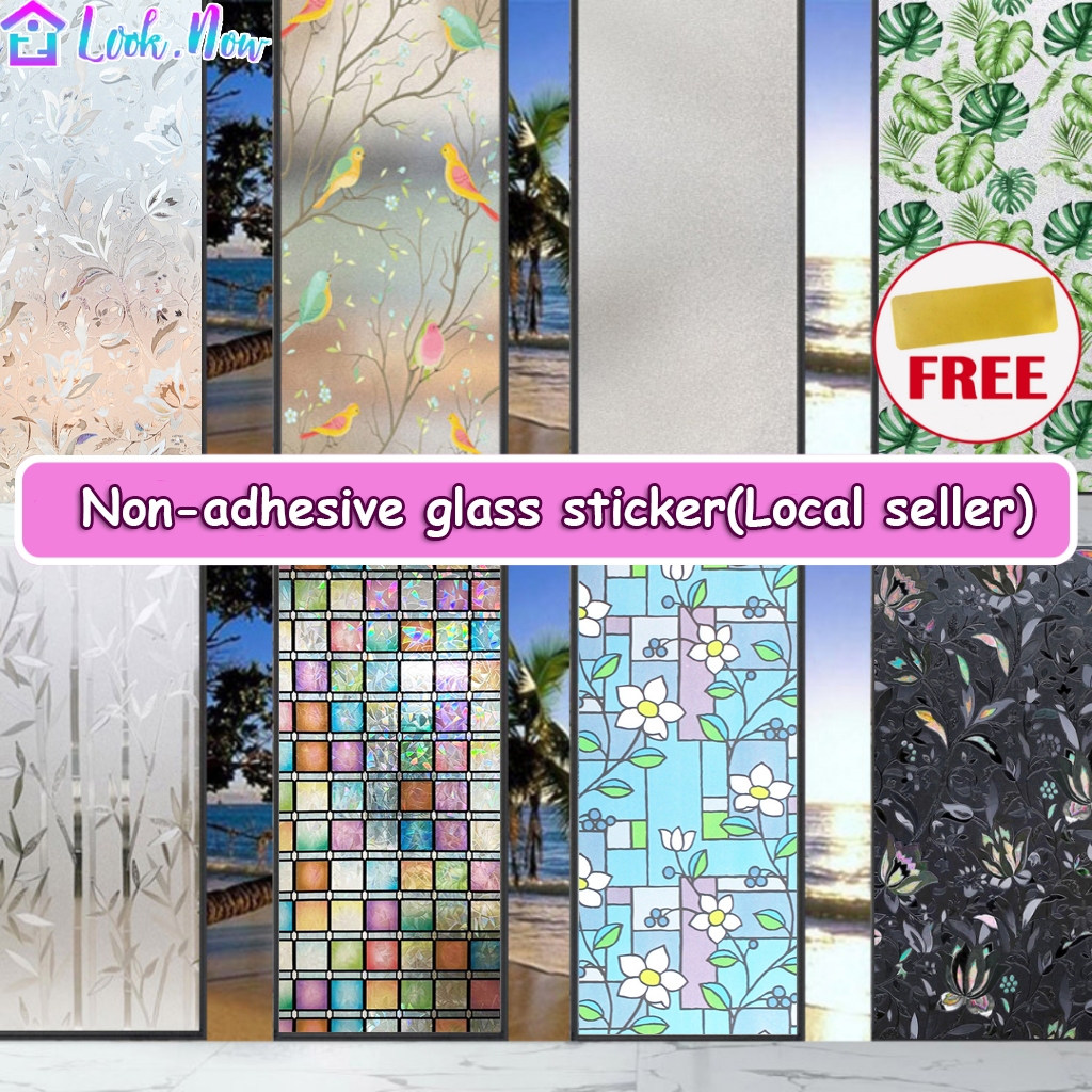 Privacy Window Film Static Clings Decorative Sun Blocking Non-Adhesive ...