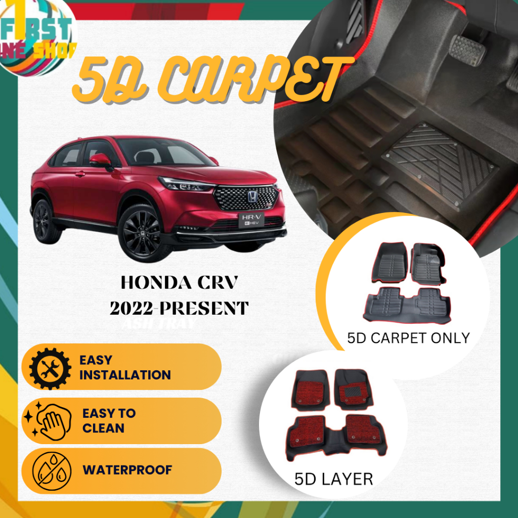 Honda HRV NEW 2022 5D Car Carpet OEM with black red line (3 PCS ...