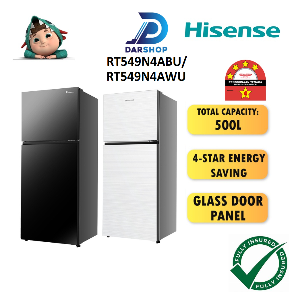 Hisense Refrigerator 2 Door Inverter 500L Fridge Peti Sejuk Peti Ais 2 Pintu Murah RT549N4ABU ...
