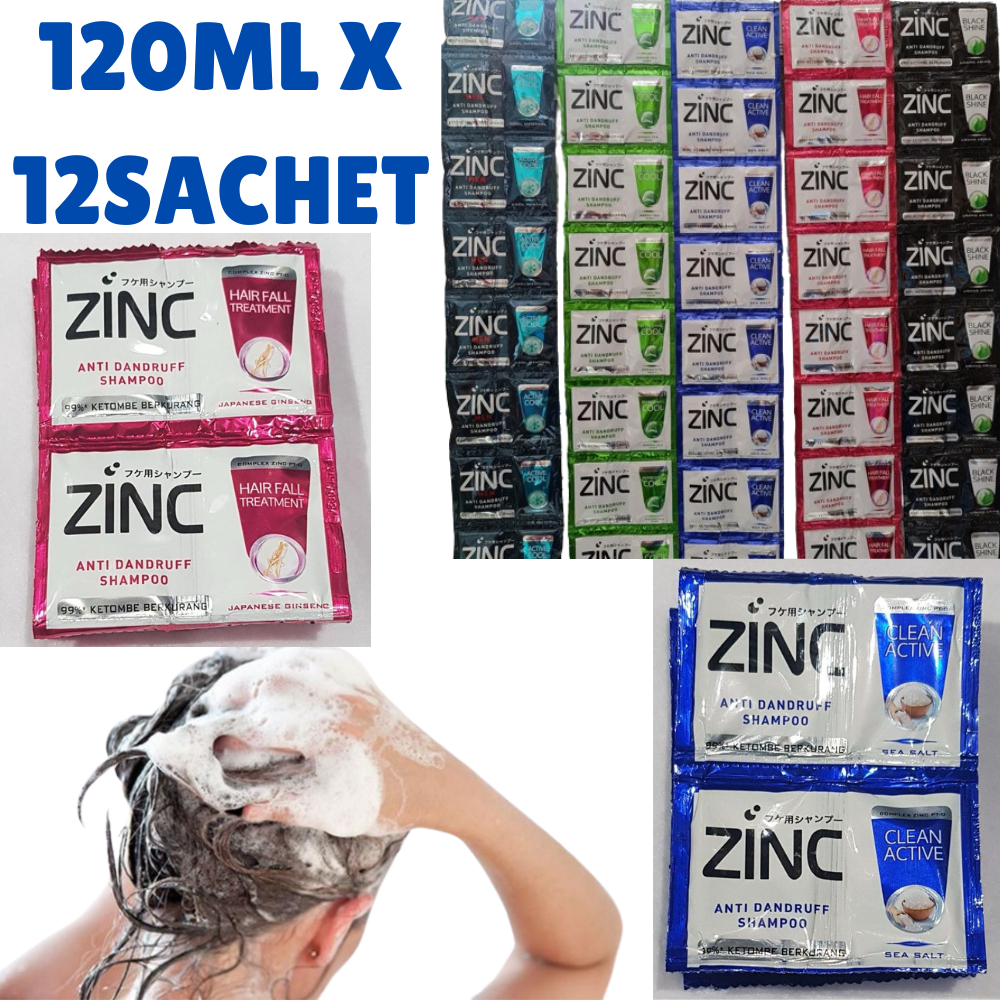ZINC LION ANTI DANDRUFF HAIR SHAMPOO 12SACHETX10ML(120ML)ANTI KETOMBE ...