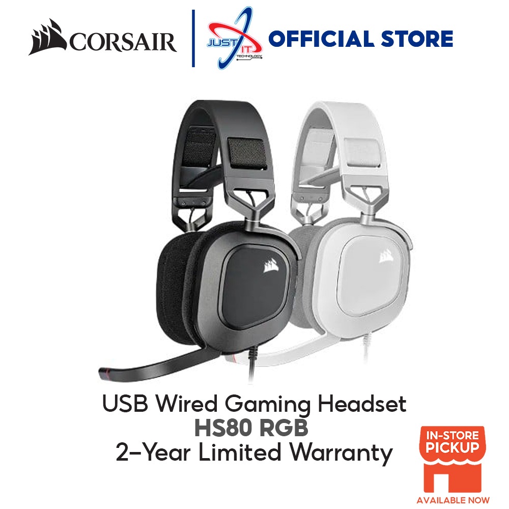 CORSAIR HS80 RGB USB Wired Gaming Headset - CARBON / WHITE | Shopee ...