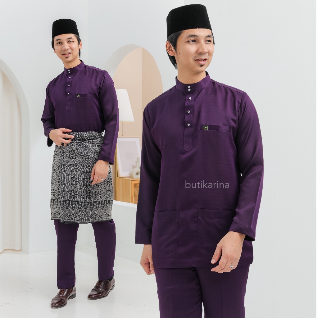 Baju Melayu Ungu Gelap Dark Purple size S-7XL available plus size saiz ...