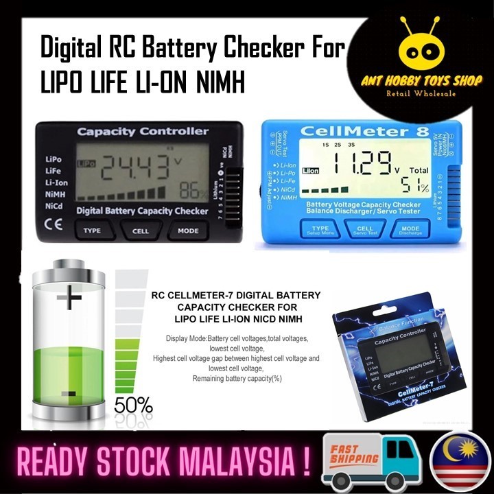 Lipo Battery Checker CellMeter 1-7S battery capacity voltage test meter ...