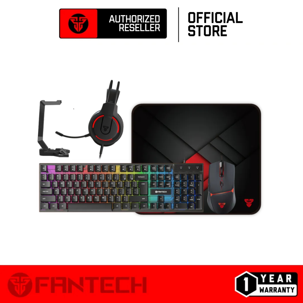 Fantech P51 5 In 1 Power Bundle Set Headphone, Stand, Keyboard, Mouse & Mouse Pad | Shopee Malaysia