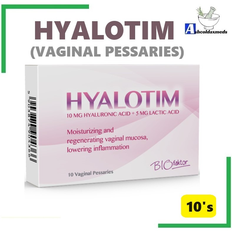 Hyalotim Hyaluronic Acid 10mg + Lactic Acid 5mg 10 Vaginal Pessaries ...