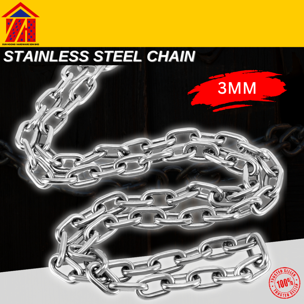 L MALL Stainless Steel Chain Rantai Stainless Steel Link Chain 3MM,5MM ...