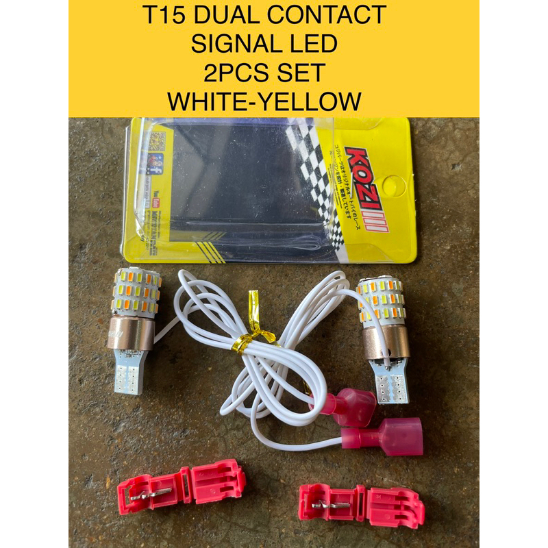 T15 DUAL CONTACT SIGNAL LED LAMPU CACING KOZI KZR WHITE-YELLOW ...