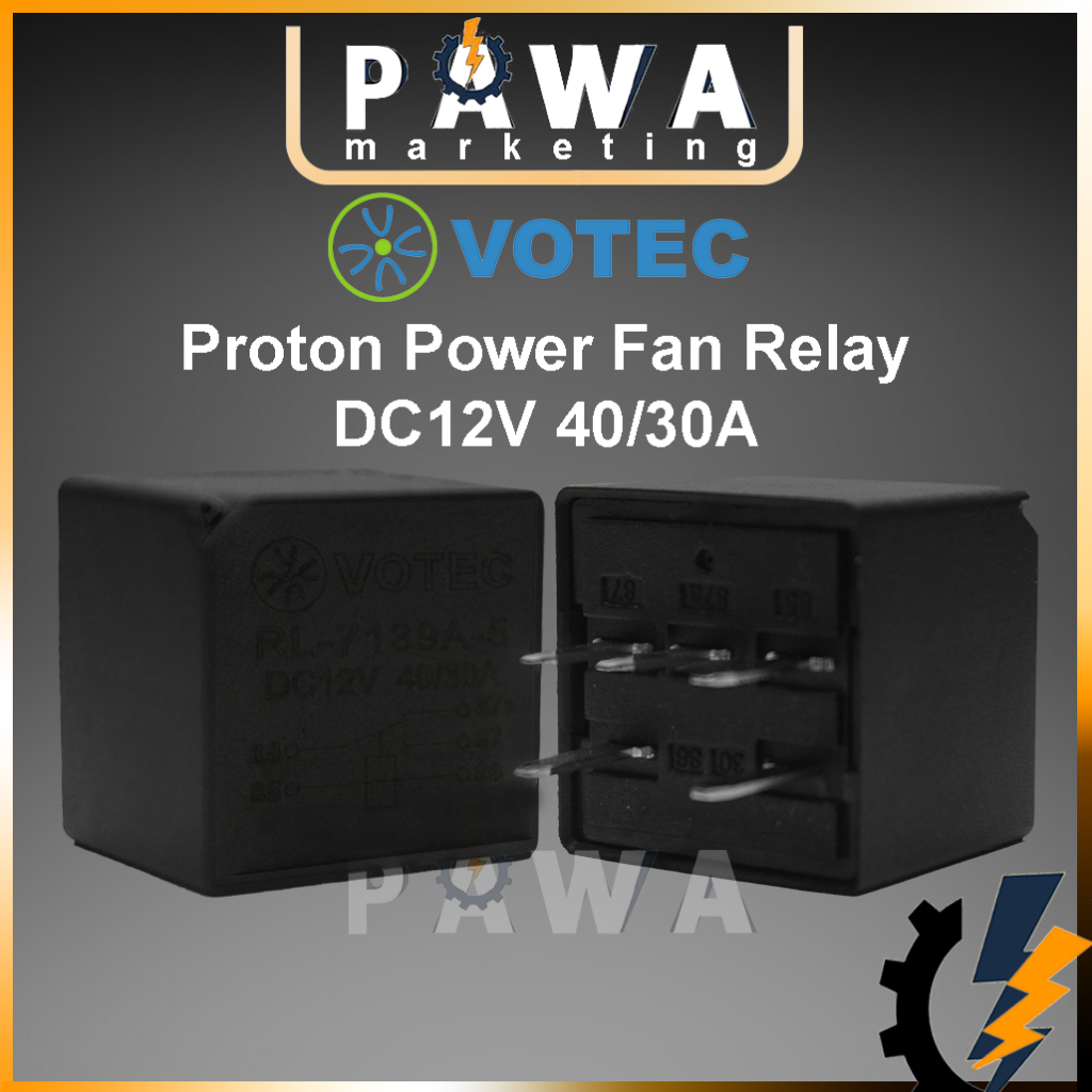 Pawa Votec Big Type Proton Power Fan Relay 12V 40A 5Pin PW853596 GEN 2 ...