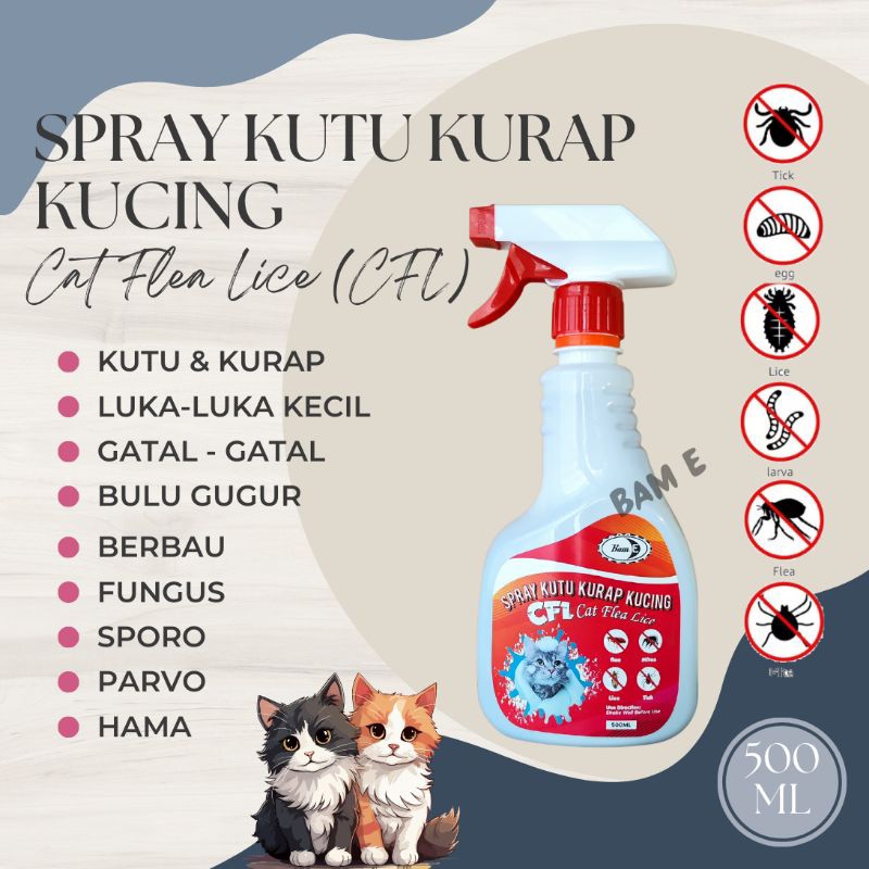 Spray Ubat Kutu Kurap Kucing Organik Lavender 500ml cat flea lice ear ...