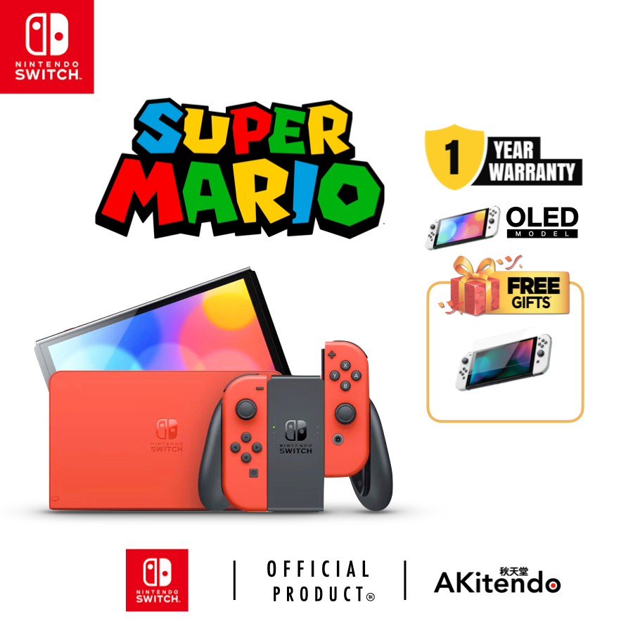 Nintendo Switch Console Oled Mario Red Edition Maxsoft Free Tempered