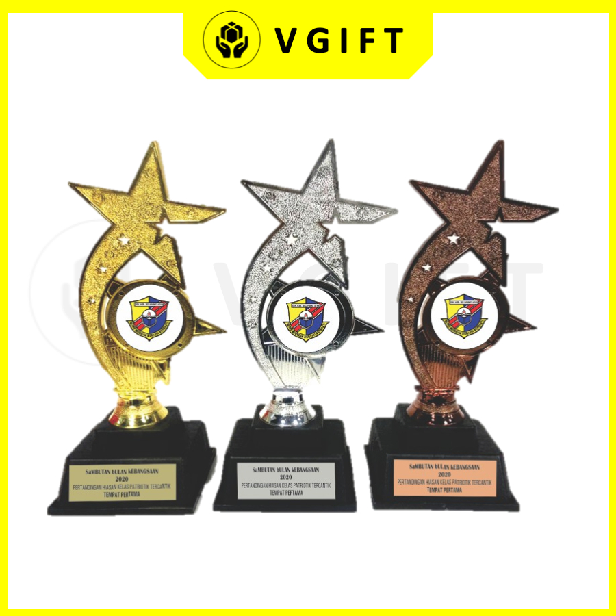 PLASTIC TROPHY SM 014TR + LABEL + LOGO ( HADIAH SUKAN DAN HADIAH ...