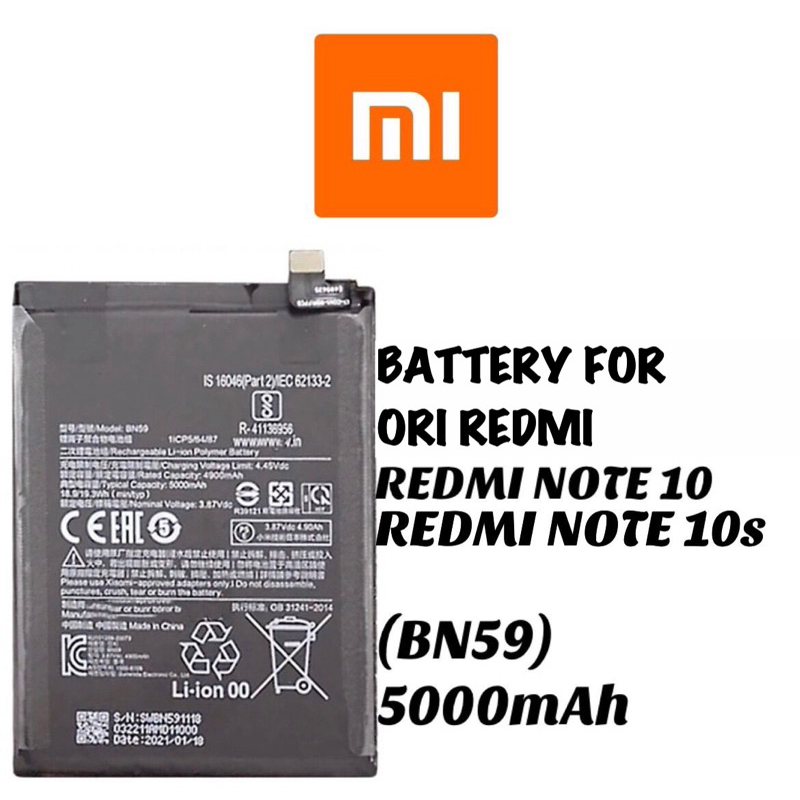BATTERY FOR ORI REDMI NOTE 10 / NOTE 10S (BN59) 5000mAh | Shopee Malaysia
