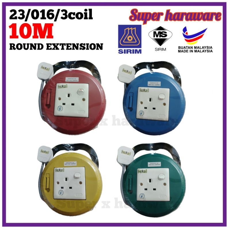 (SIRIM)10METER 1WAY ROUND EXTENSION/trailing socket wire box/1gang ...