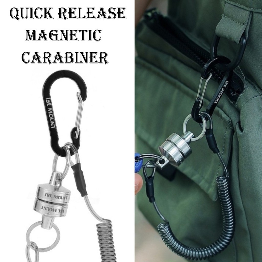 Quick Release Magnetic Carabiner Stainless Steel Hook Key Strong Magnet ...