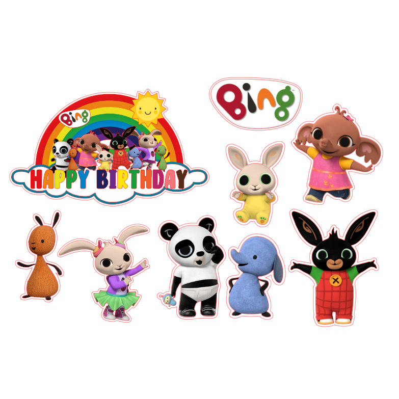 Bing Bunny Happy Birthday Decoration Set Cake Topper for Birthday Cake ...