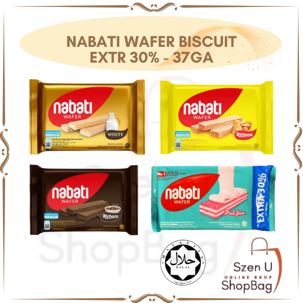 Nabati Wafer Biscuit Extra 30% - 37g (Flavor : Pink Lava / RichChoco / RichCheese / Richoco ...