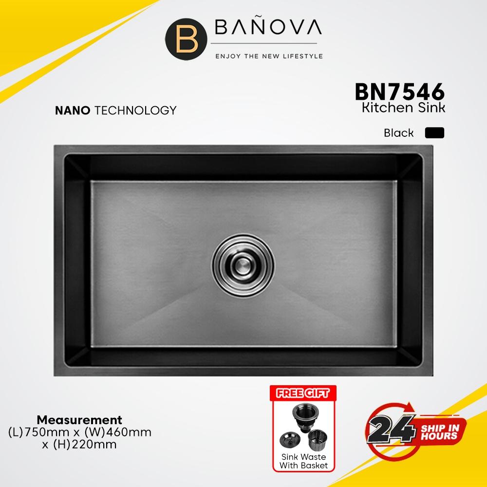BANOVA Stainless Steel Handmade Undermount 1 Bowls Kitchen Sink (NANO ...